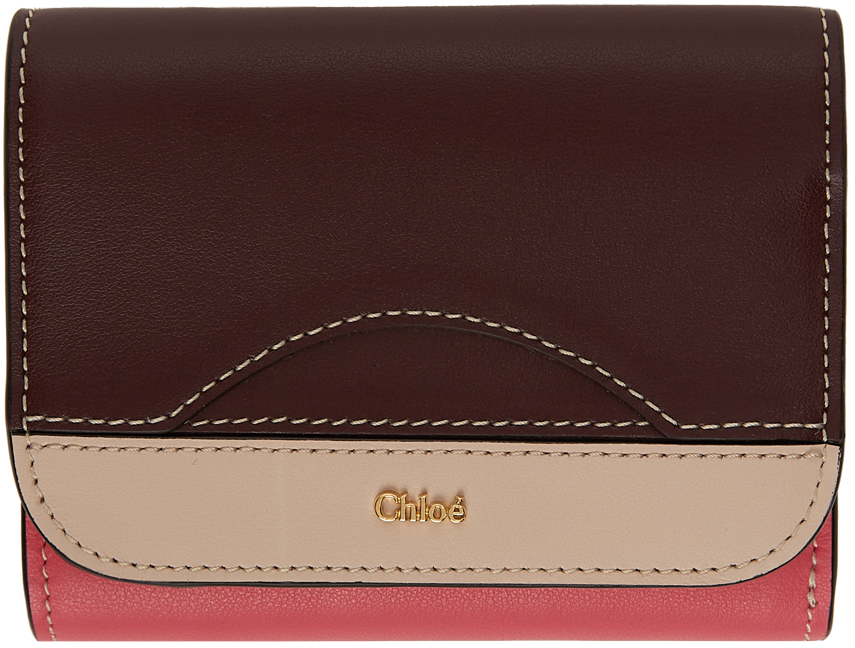 Chloé Pink & Burgundy Small Walden Trifold Wallet Chloe