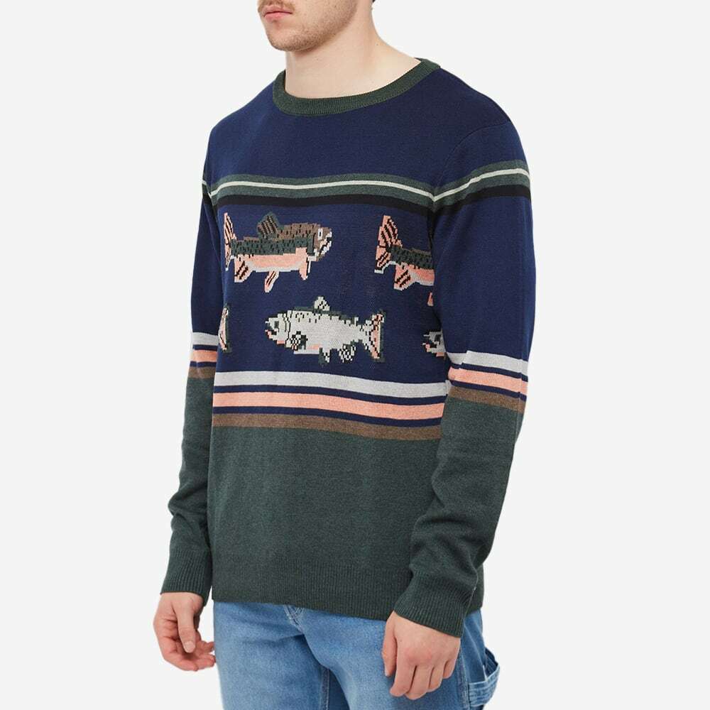 KAVU Men's Highline Jacquard Crew Knit in Go Fish KAVU