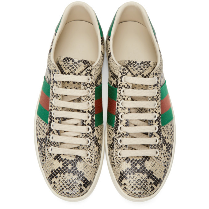 Gucci Beige Python Ace Sneakers Gucci