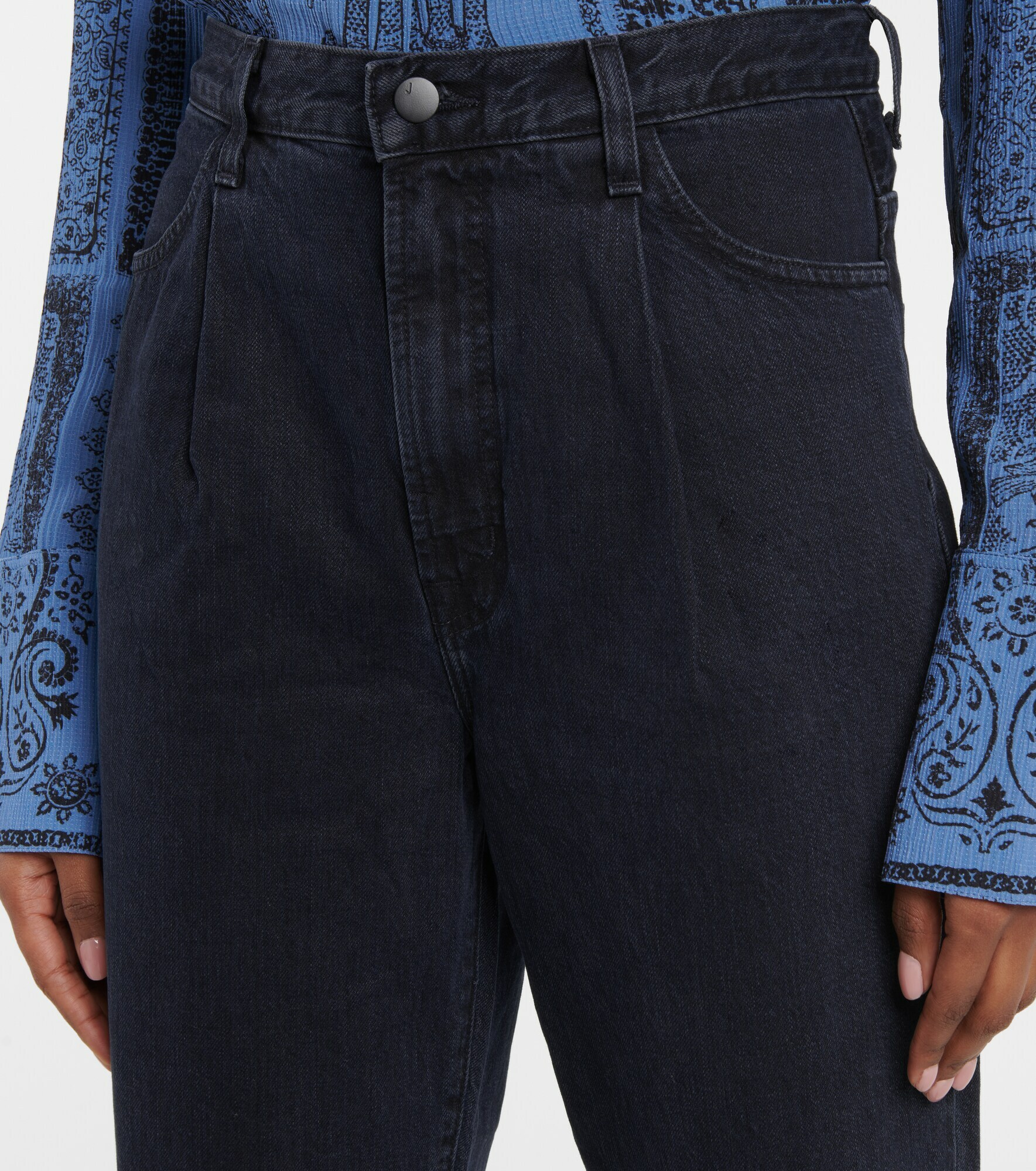 J Brand - Pleated Peg high-rise tapered jeans J Brand