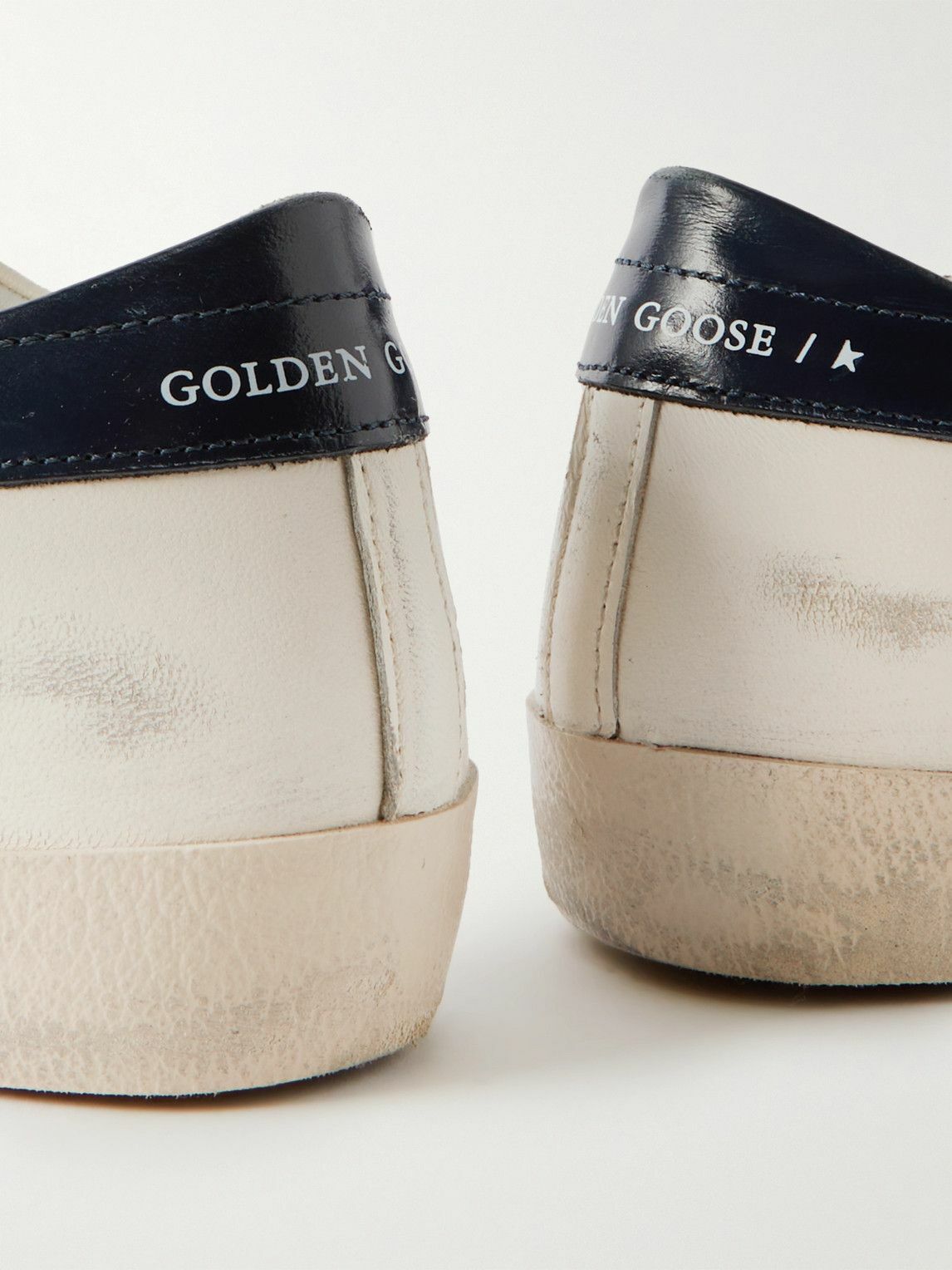 Golden Goose - Superstar Distressed Leather Sneakers - White Golden ...