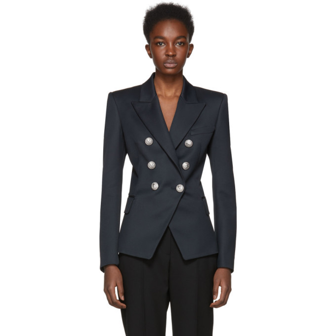 Balmain Navy Six-Button Blazer Balmain