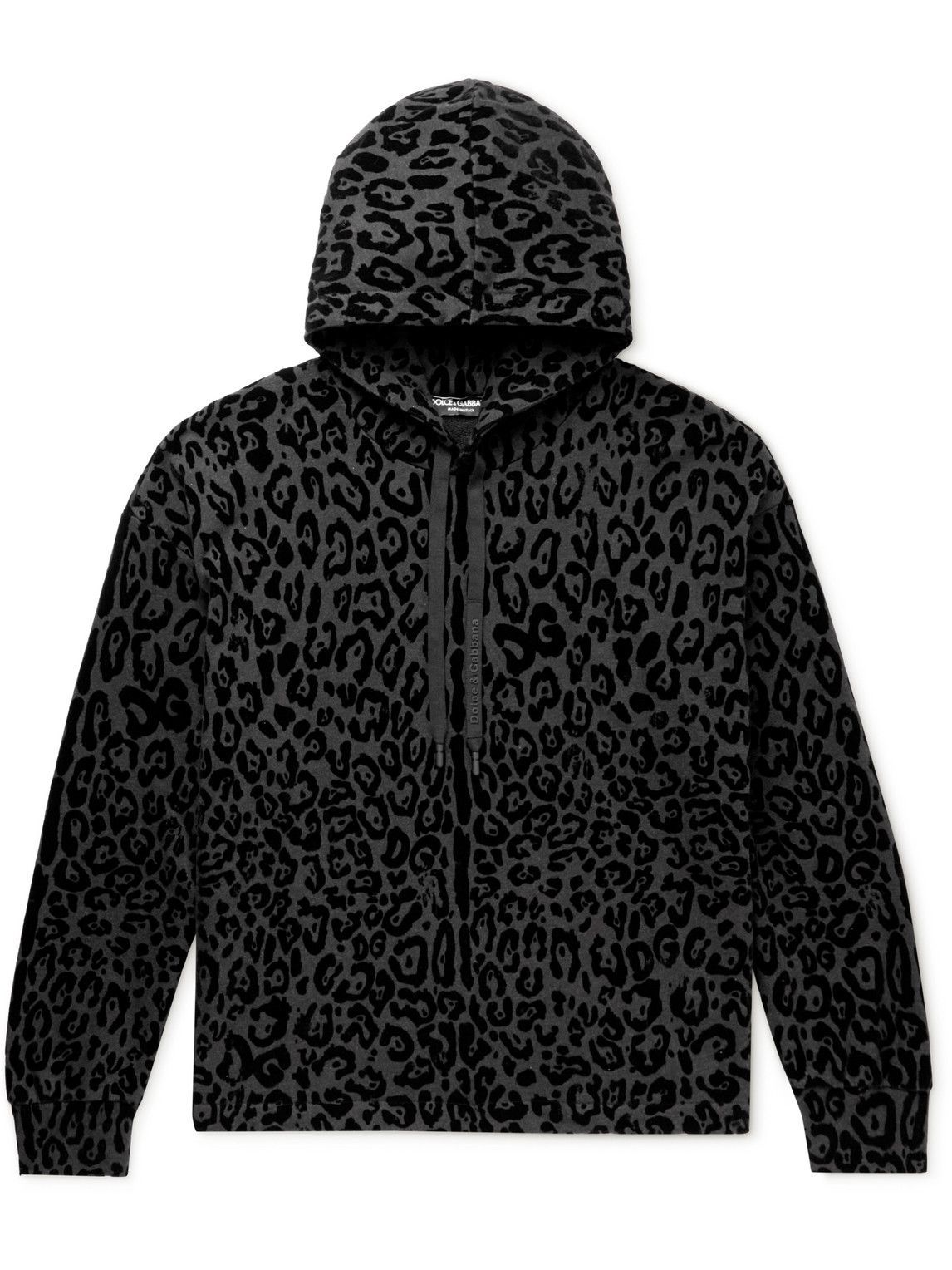 Dolce & Gabbana - Leopard-Flocked Cotton-Jersey Hoodie - Black Dolce ...