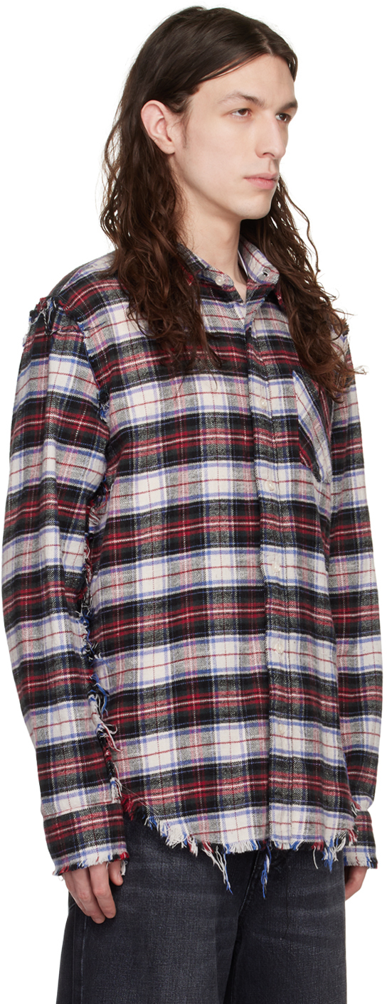 R13 Red & White Shredded Seam Shirt R13