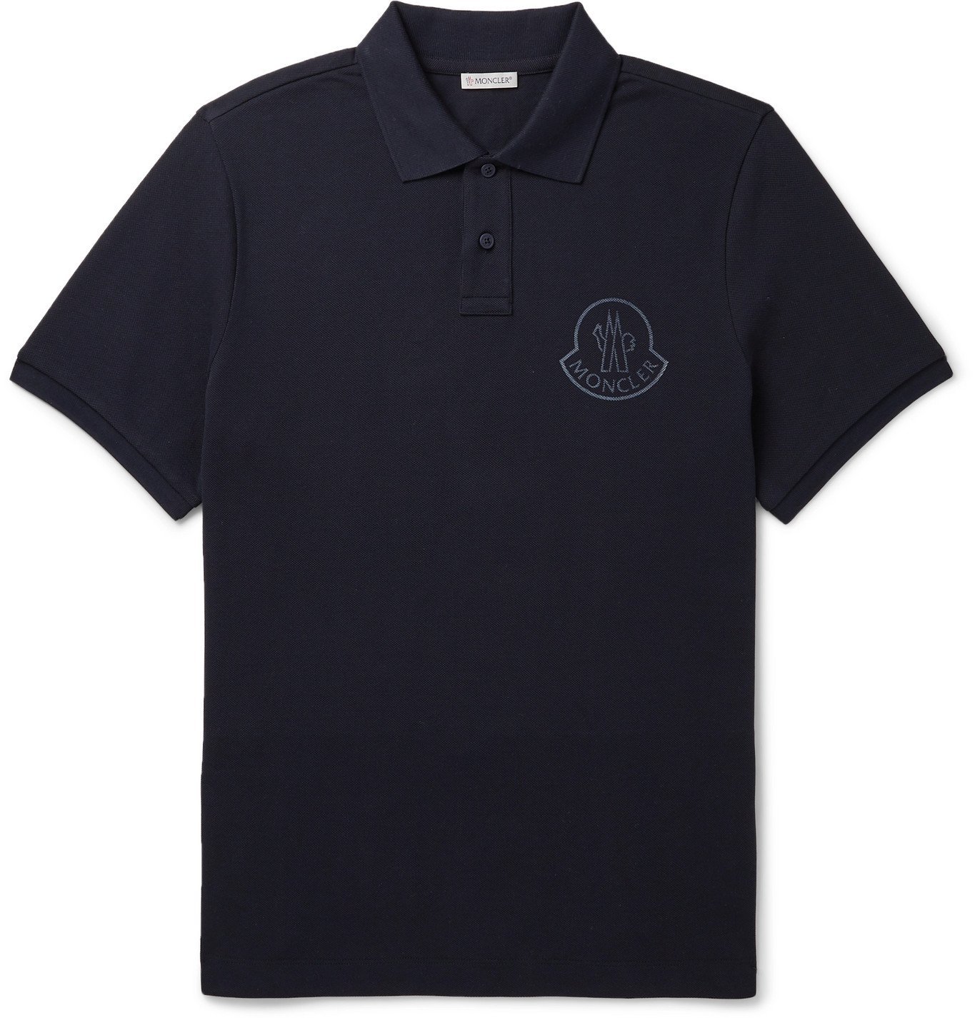 Moncler - Logo-Print Cotton-Piqué Polo Shirt - Blue Moncler