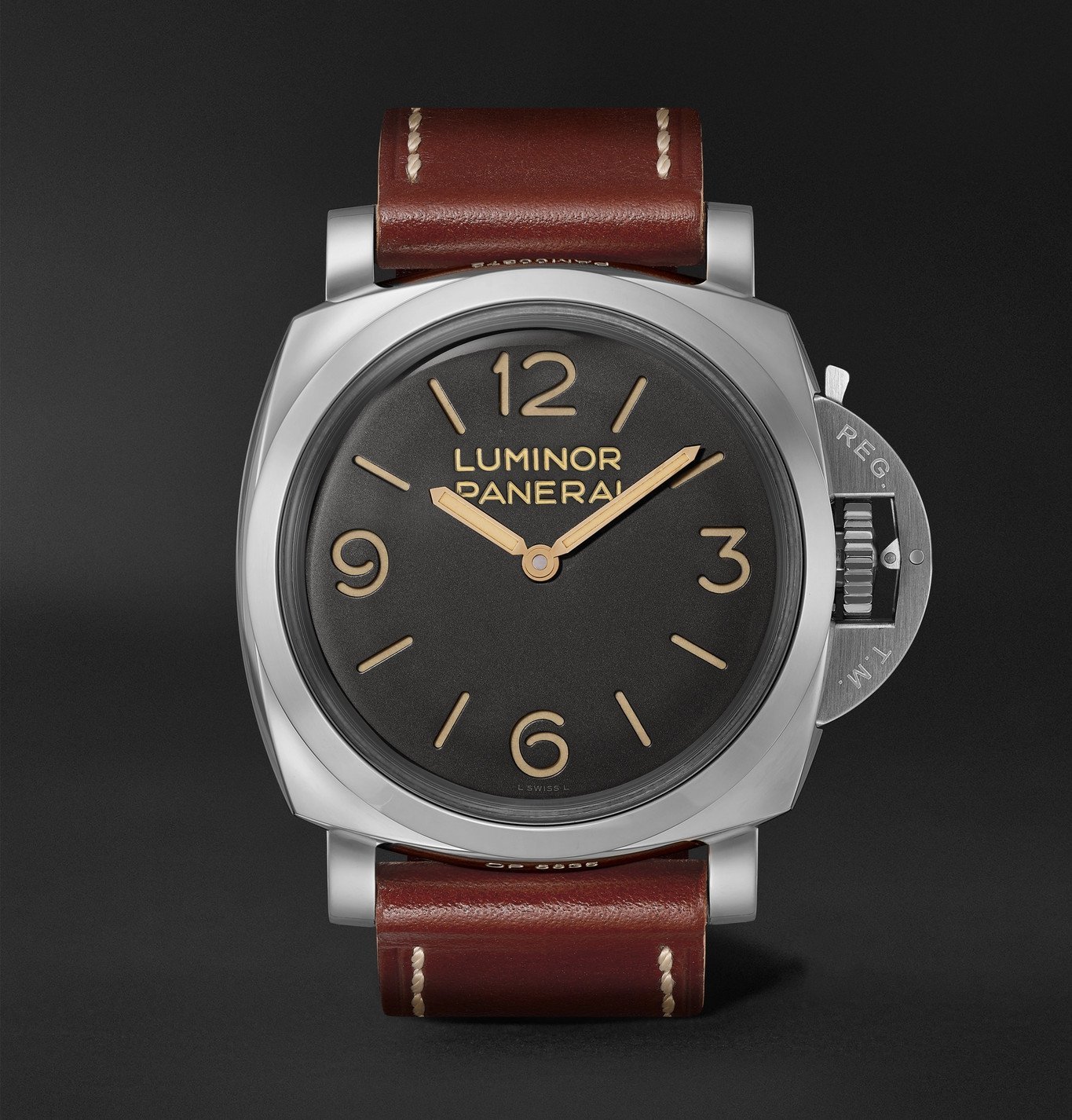 Panerai - Luminor 1950 Hand-Wound 47mm Stainless Steel and Leather ...