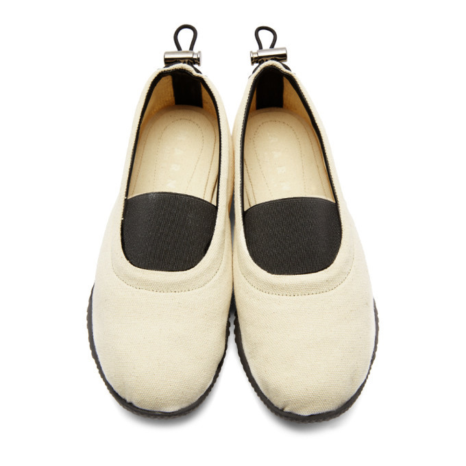 Marni White Canvas Drawstring Ballerina Flats Marni