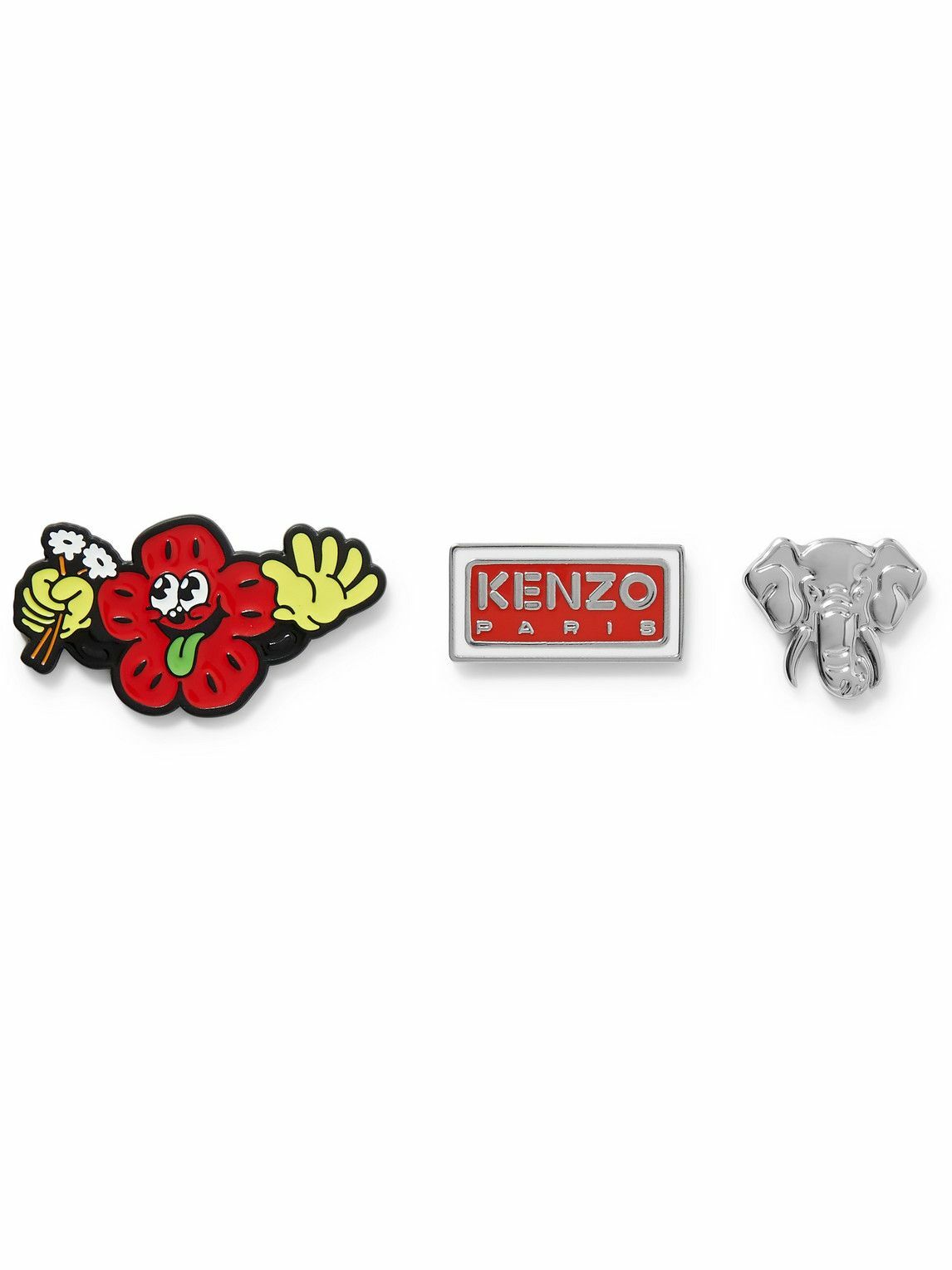KENZO - Set of Three Silver-Tone and Enamel Pins Kenzo