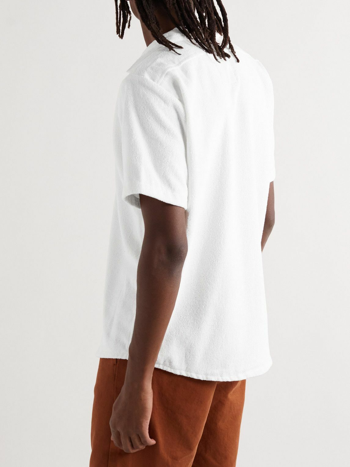 OAS - Cuba Camp-Collar Cotton-Terry Shirt - White OAS