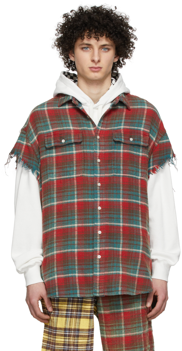 R13 Red & Blue Cut-Off Shirt R13