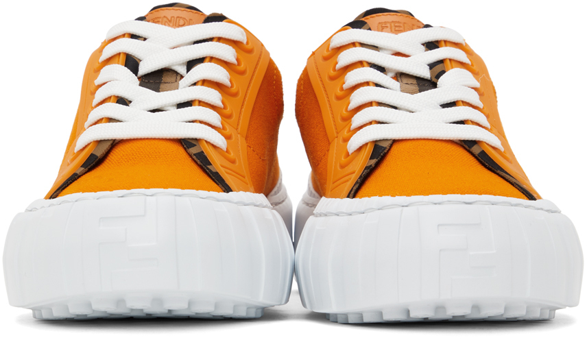 Fendi Orange 'Forever Fendi' Trim Sneakers Fendi