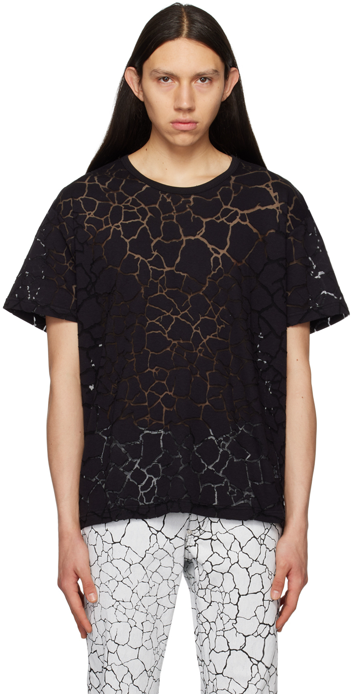 Johnlawrencesullivan Black Cracked T-Shirt Johnlawrencesullivan