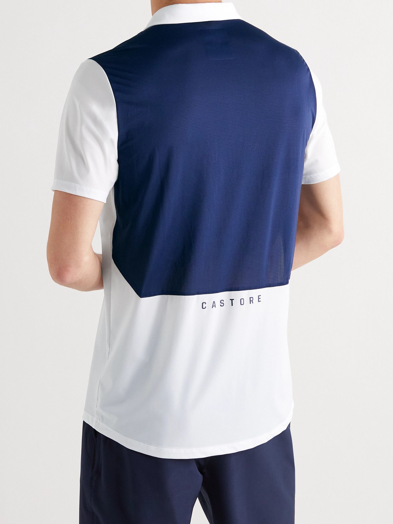 CASTORE - Logo-Print Mesh-Panelled Stretch Tech-Jersey Golf Polo Shirt ...