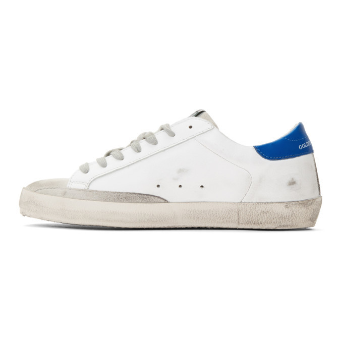 Golden Goose White and Blue Superstar Sneakers Golden Goose Deluxe Brand