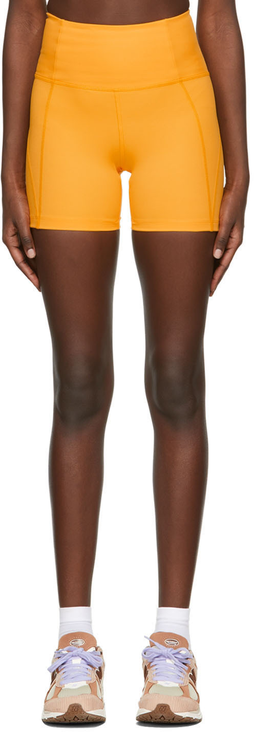 Girlfriend Collective Yellow Recycled Polyester Sport Shorts Girlfriend ...