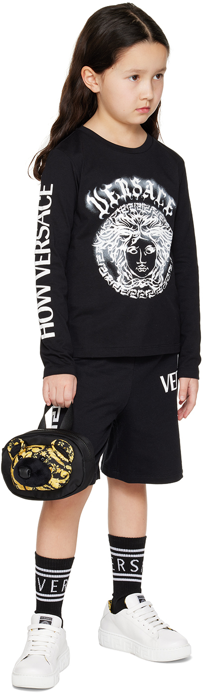 Versace Kids Black Teddy Bear Barocco Belt Bag Versace