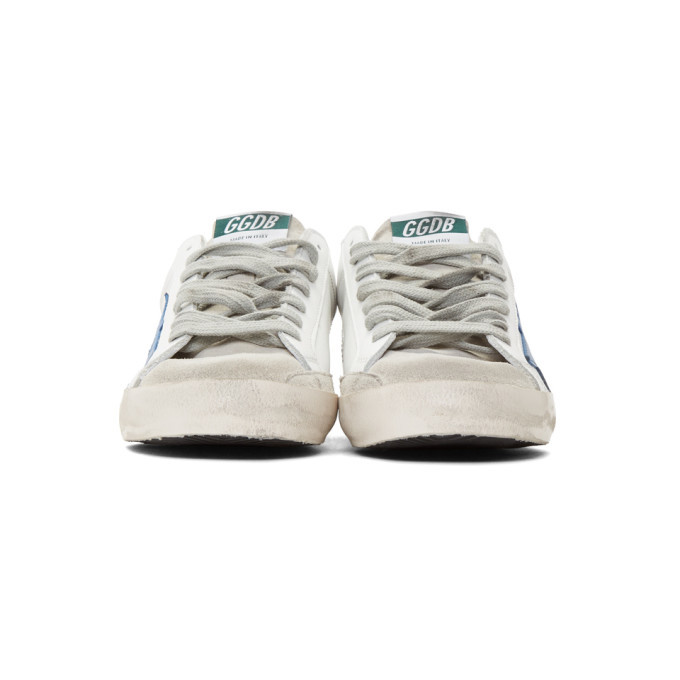 Golden Goose White and Blue Superstar Sneakers Golden Goose Deluxe Brand