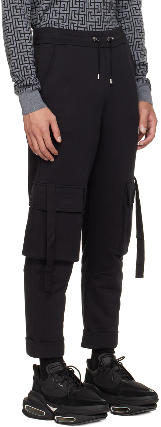 Balmain Black Reflective Cargo Pants Balmain