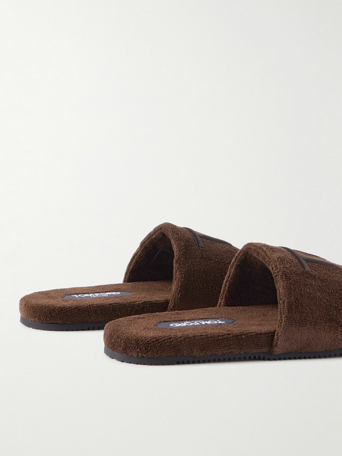 TOM FORD - Harrison Logo-Embroidered Terry Sandals - Brown TOM FORD