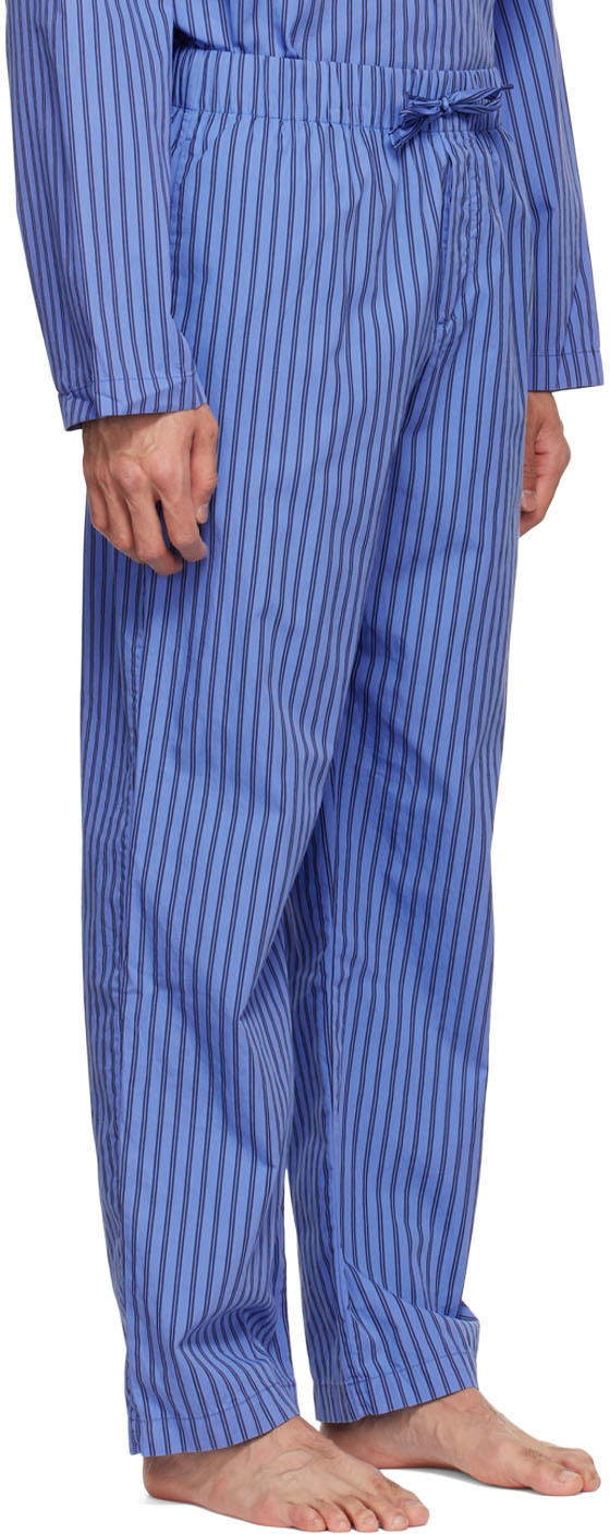 Tekla Blue Organic Cotton Pyjama Pants Tekla Fabrics