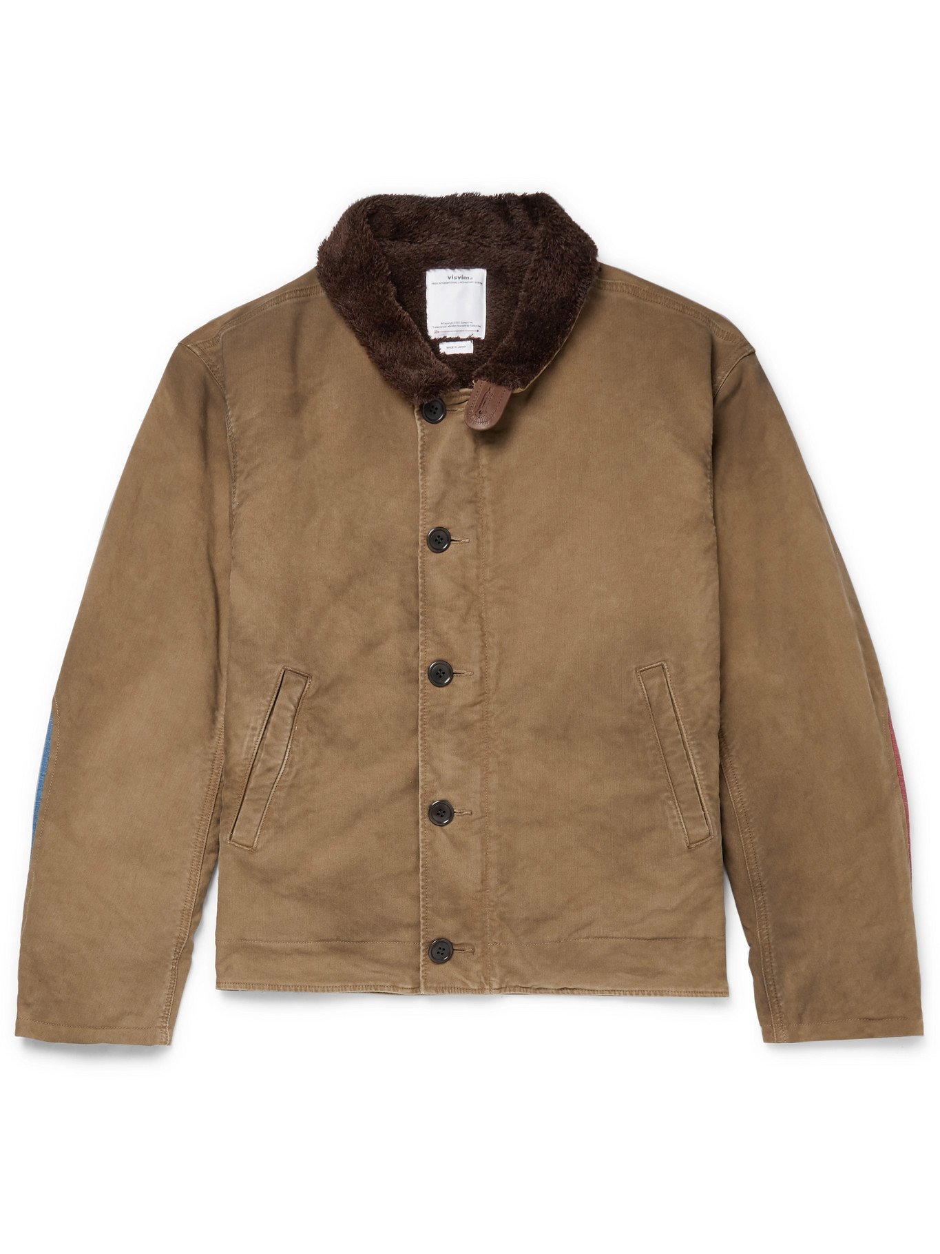 VISVIM - Deckhand Albacore Stripe and Shearling-Trimmed Cotton Jacket - Brown Visvim
