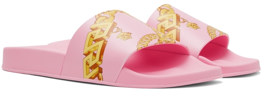 Versace Pink Rubber Slides Versace