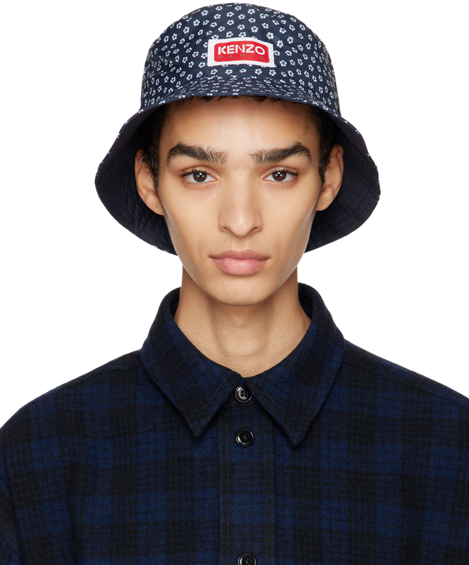 Kenzo Navy Kenzo Paris Sakura Flower Reversible Bucket Hat Kenzo