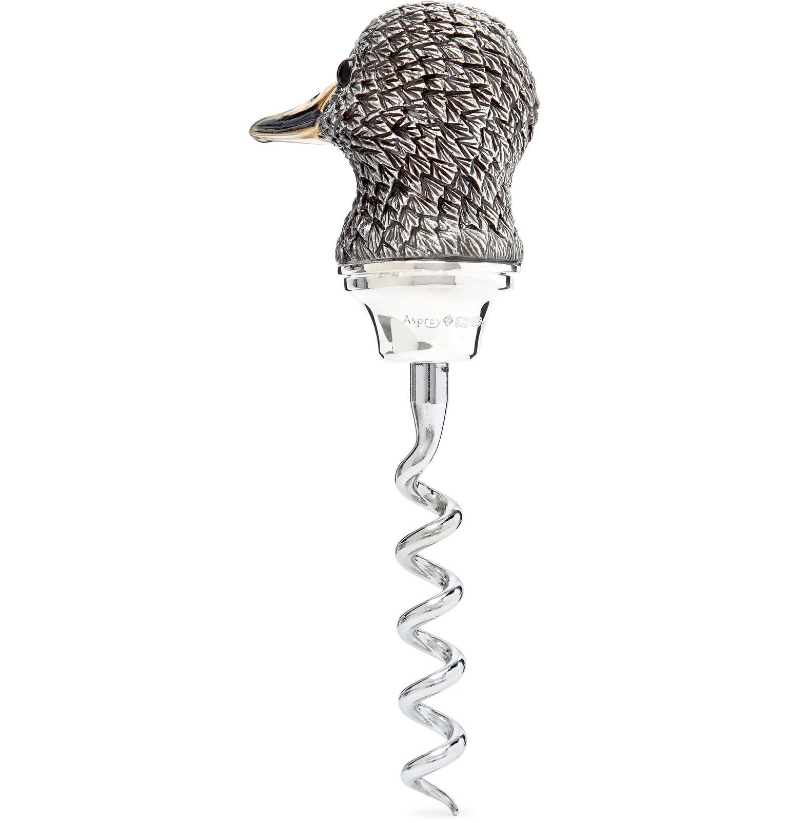 Asprey - Oxidised Sterling Silver Duck Corkscrew - Silver Asprey
