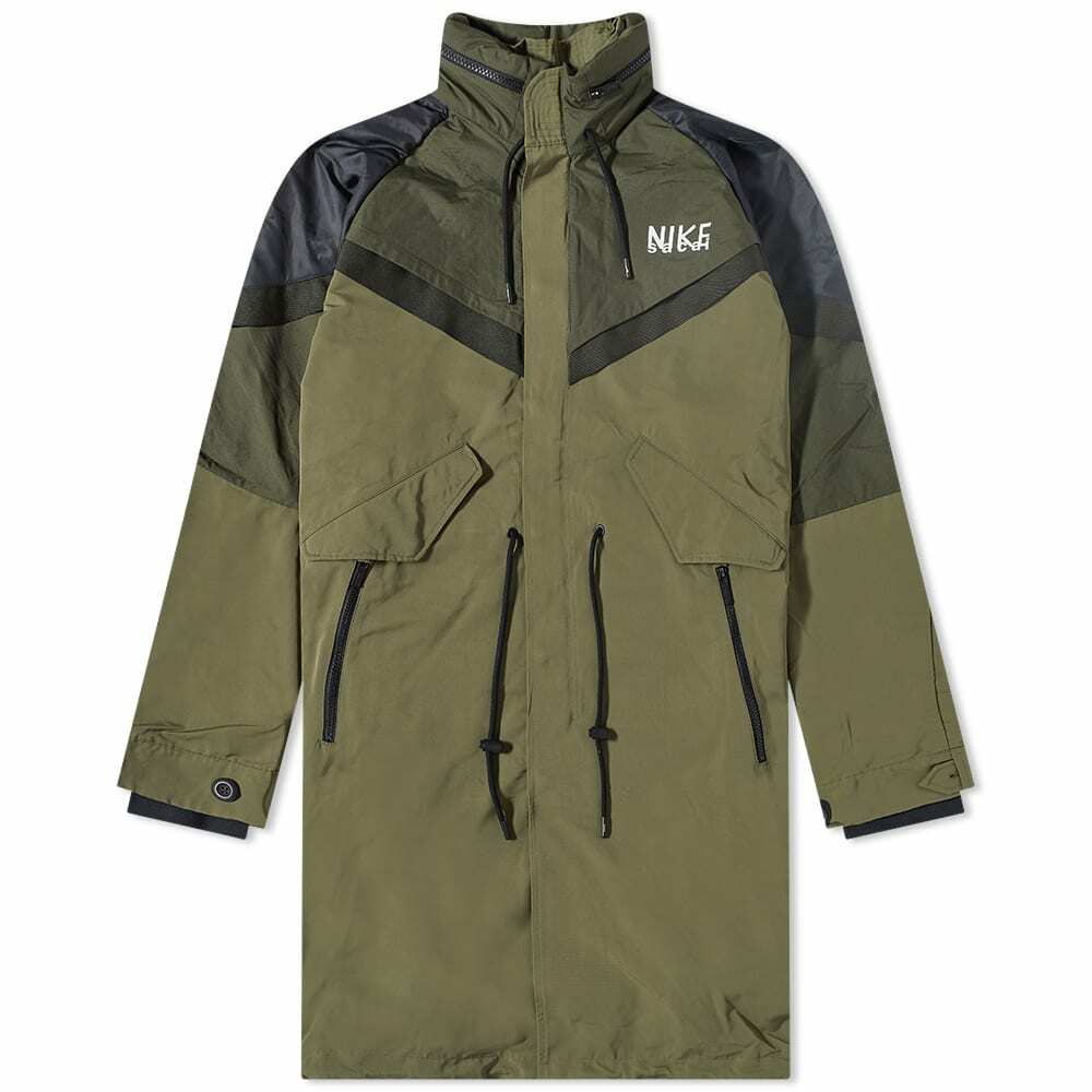 Nike Men's Sacai Trench Coat Jacket in Medium Olive Nike