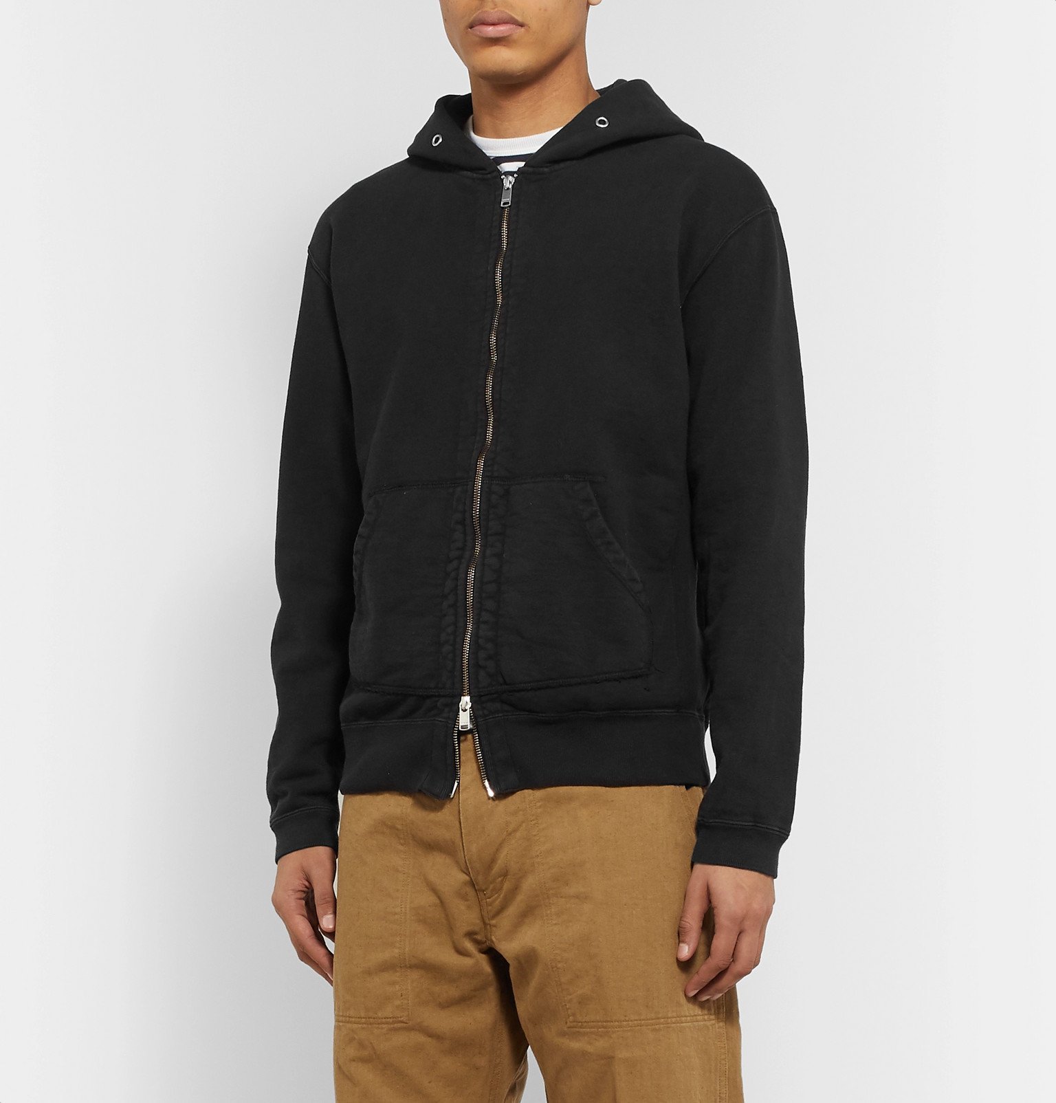 nonnative - Dweller Overdyed Loopback Cotton-Jersey Zip-Up Hoodie ...