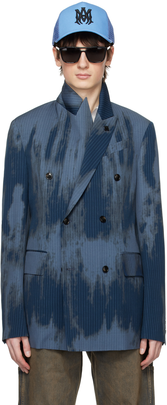 AMIRI Blue Double-Breasted Blazer Amiri