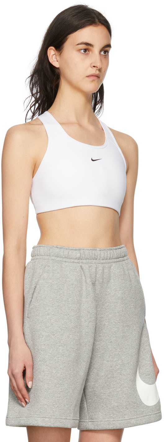 Nike White Swoosh Sports Bra Nike