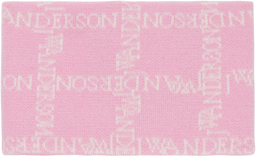 JW Anderson Pink Logo Grid Neck Warmer JW Anderson