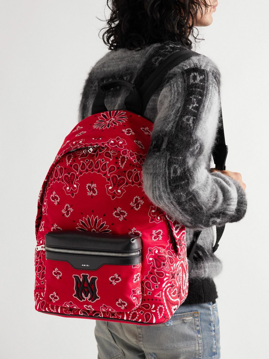 AMIRI - Leather-Trimmed Embroidered Canvas Backpack Amiri