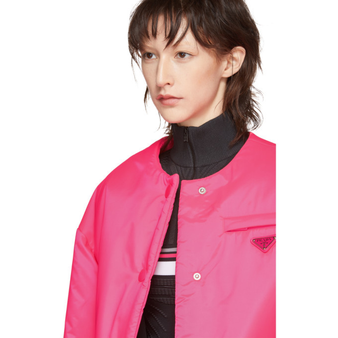 Prada Pink Collarless Puffer Jacket Prada