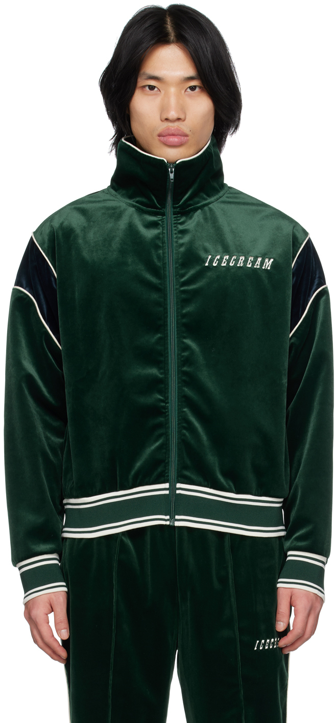 ICECREAM Green Embroidered Track Jacket ICECREAM