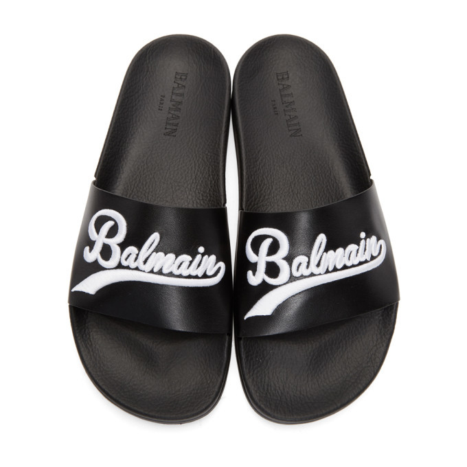 Balmain Black Calypso Slides Balmain