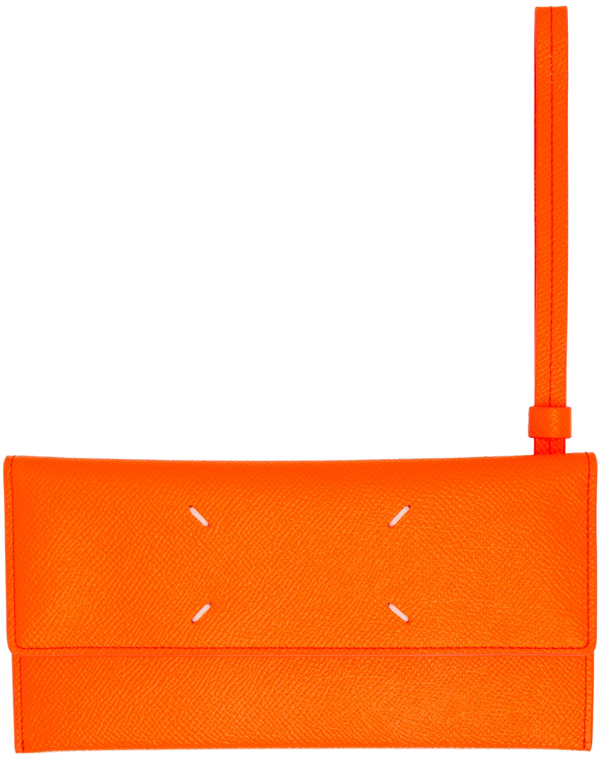Maison Margiela Orange Large Leather Wallet Maison Margiela