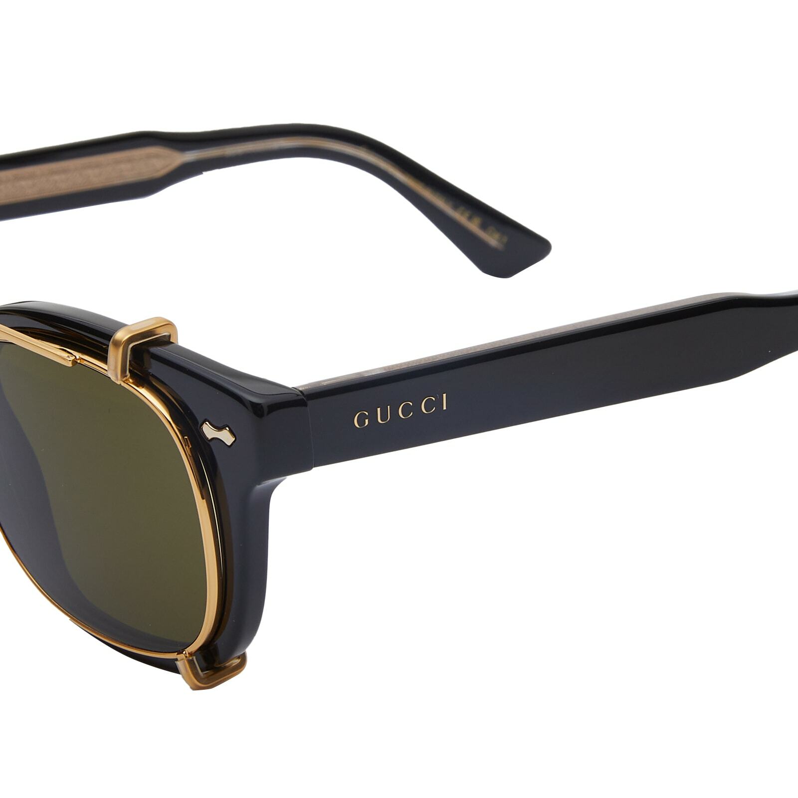 Gucci Men's Eyewear GG0182S Clip On Sunglasses in Black/Yellow Gucci