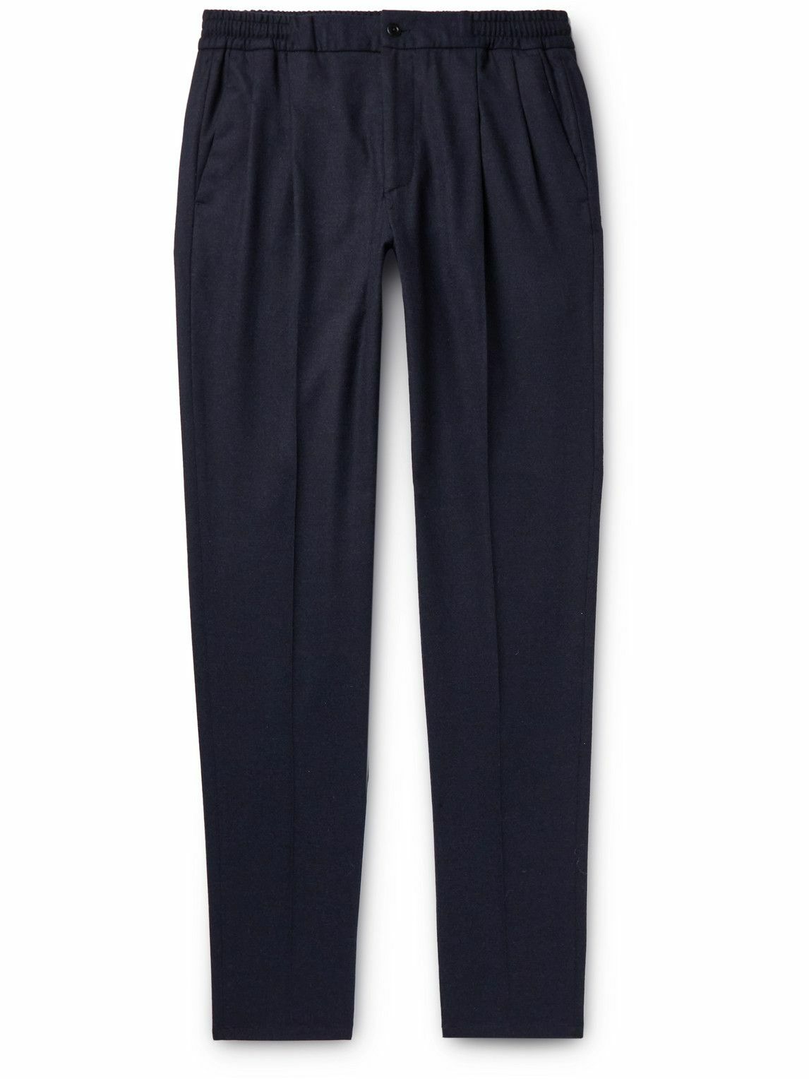 Rubinacci - Straight-Leg Pleated Wool-Flannel Trousers - Blue Rubinacci