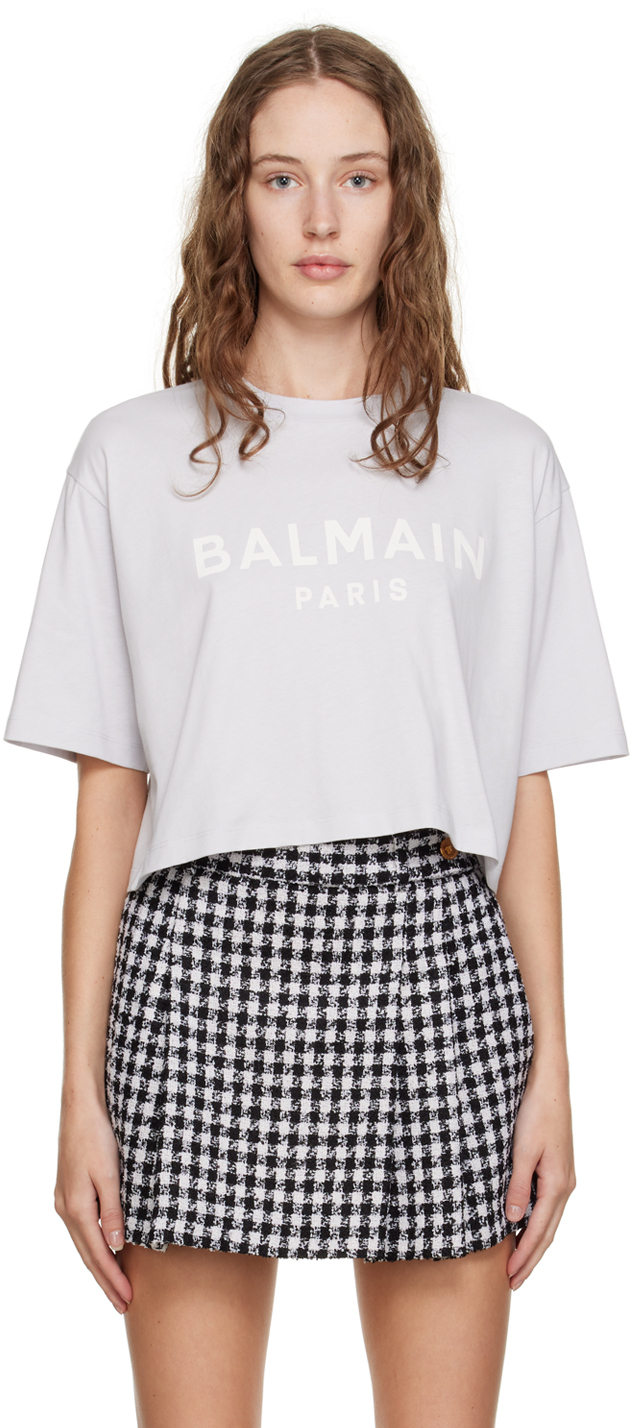 Balmain White Cropped T-Shirt Balmain