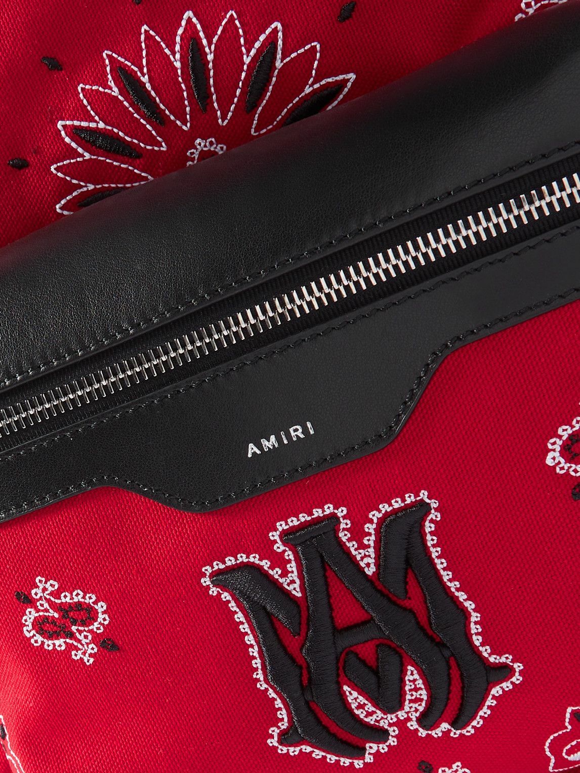 AMIRI - Leather-Trimmed Embroidered Canvas Backpack Amiri