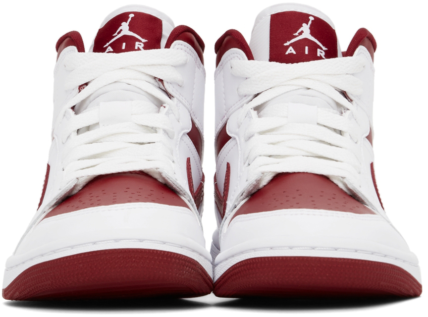 Nike Jordan White & Red Air Jordan 1 Mid Sneakers Nike Jordan Brand