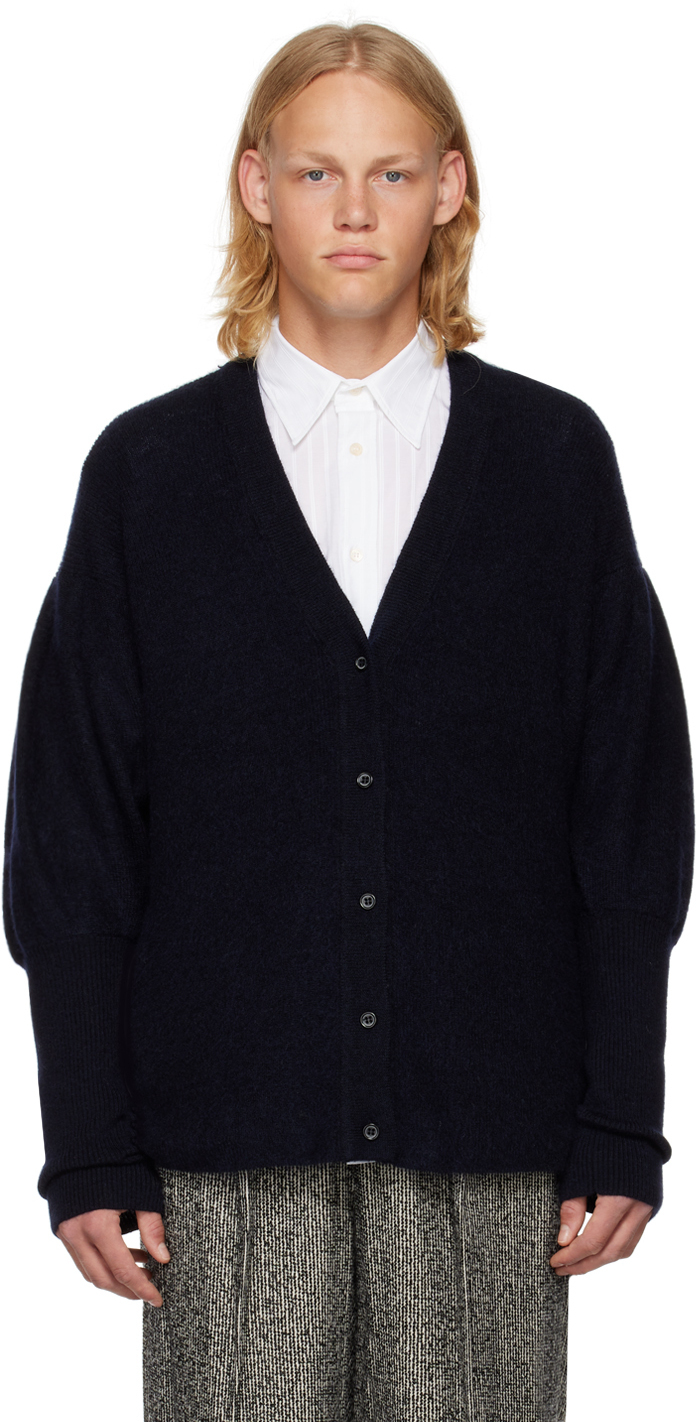 rito structure Navy Puff Sleeve Cardigan rito structure