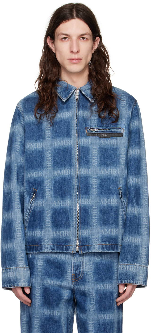 AMIRI Blue Plaid Workman Denim Jacket Amiri