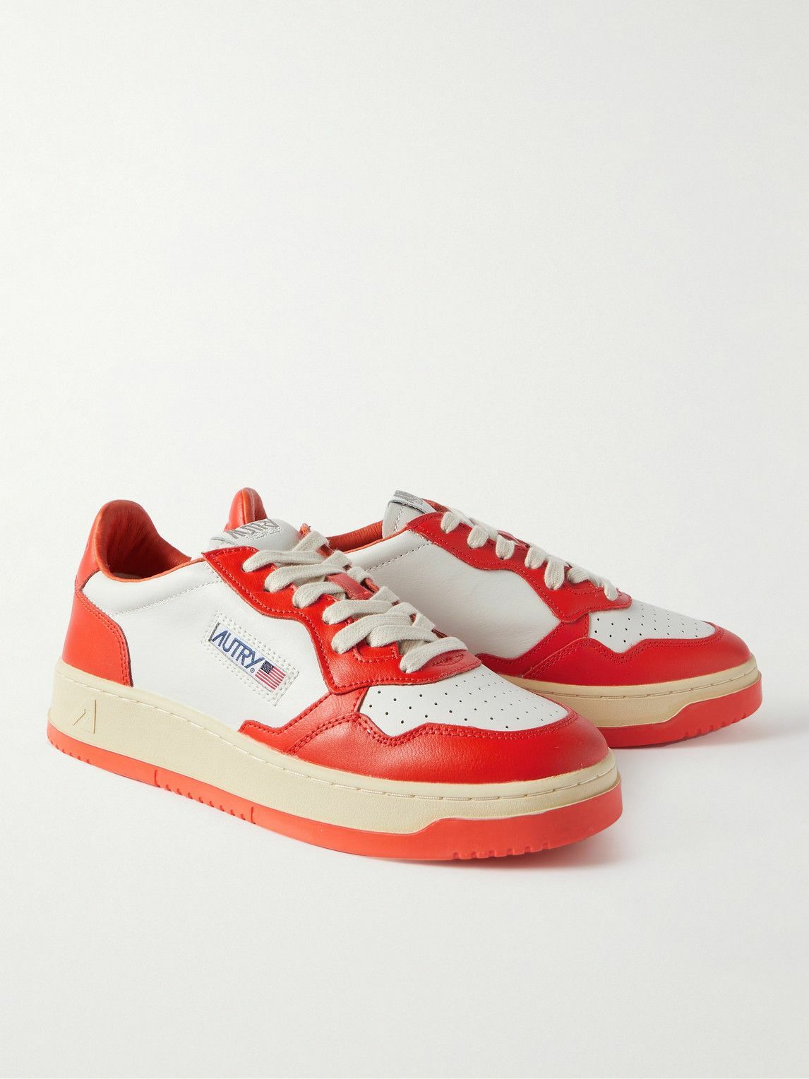 Autry - Medalist Two-Tone Leather Sneakers - Orange Autry