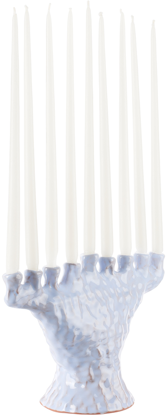 GERSTLEY Blue Ceramic Menorah