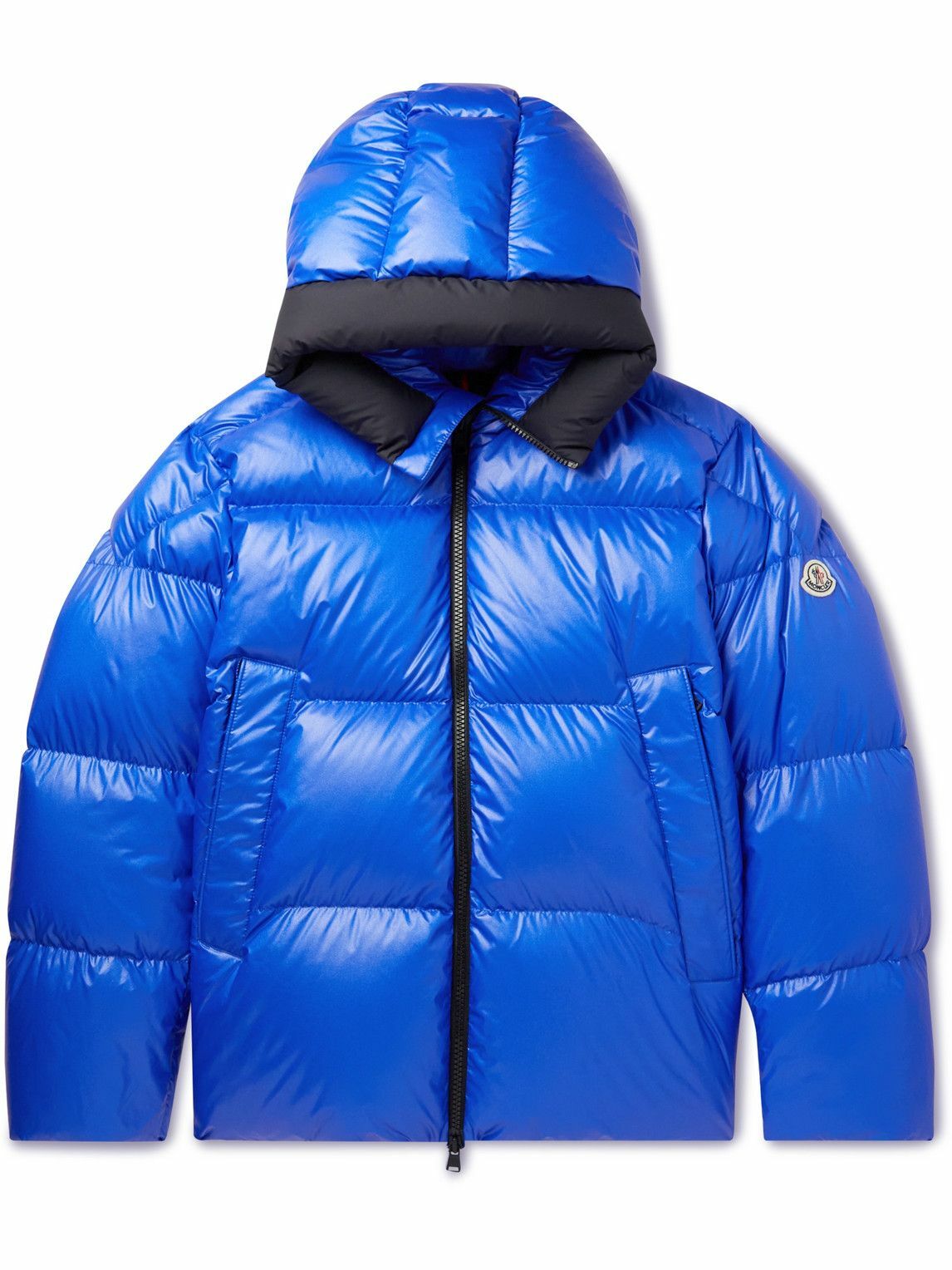 Moncler - Damavand Quilted Glossed-Shell Hooded Down Jacket - Blue Moncler