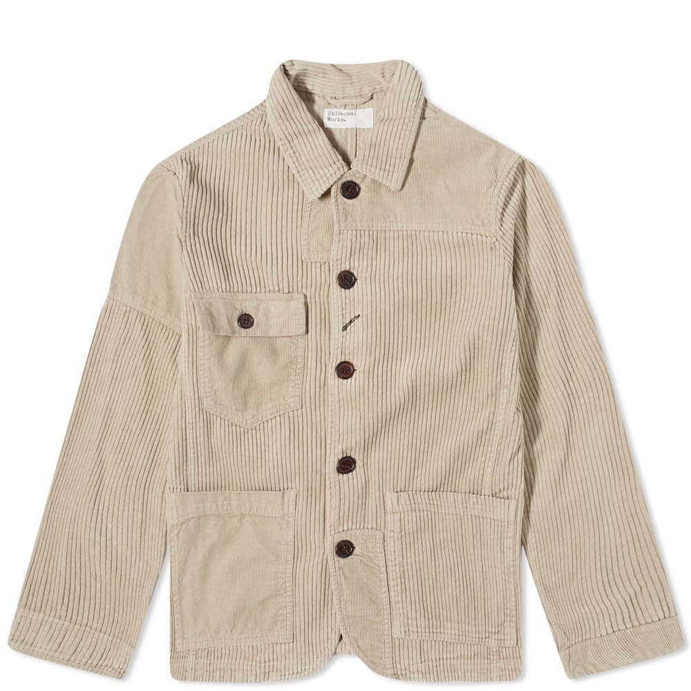 Universal Works Men's Patched Mill Bakers Jacket in Stone Universal Works