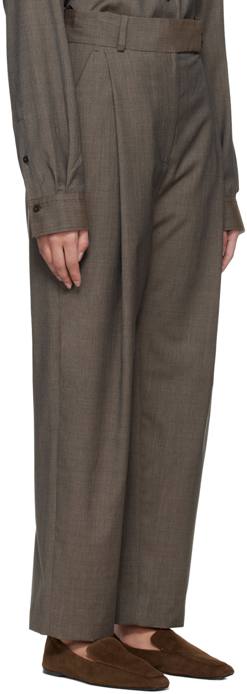 Totême Brown Deep Pleat Trousers Toteme